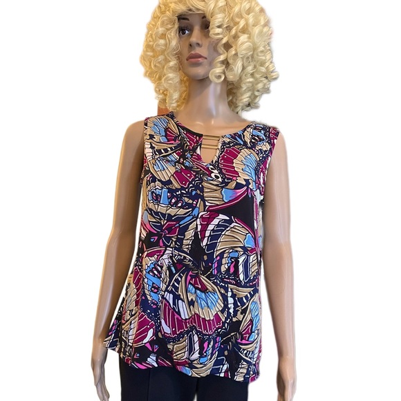 Bydesign | Tops | Bydesign Sleeveless Blouse Dragonfly Wing Design ...
